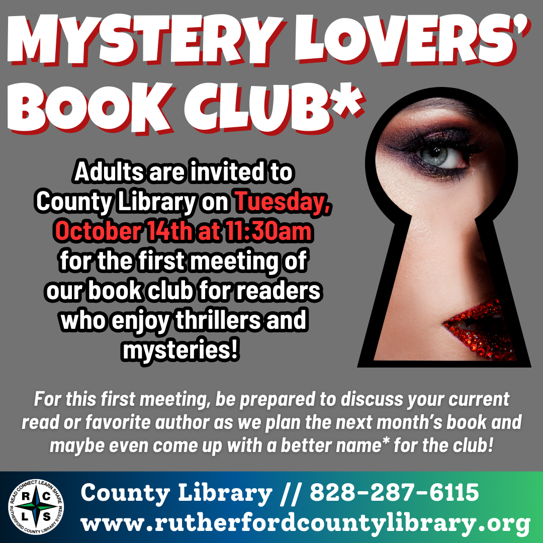 Mystery Lovers’ Book Club* at County Library – Rutherford County ...